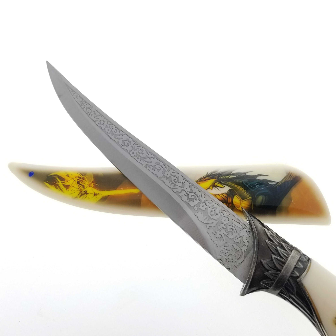 13 1/2" Fantasy Dragon Dagger with White Scabbard – Pacific Solution