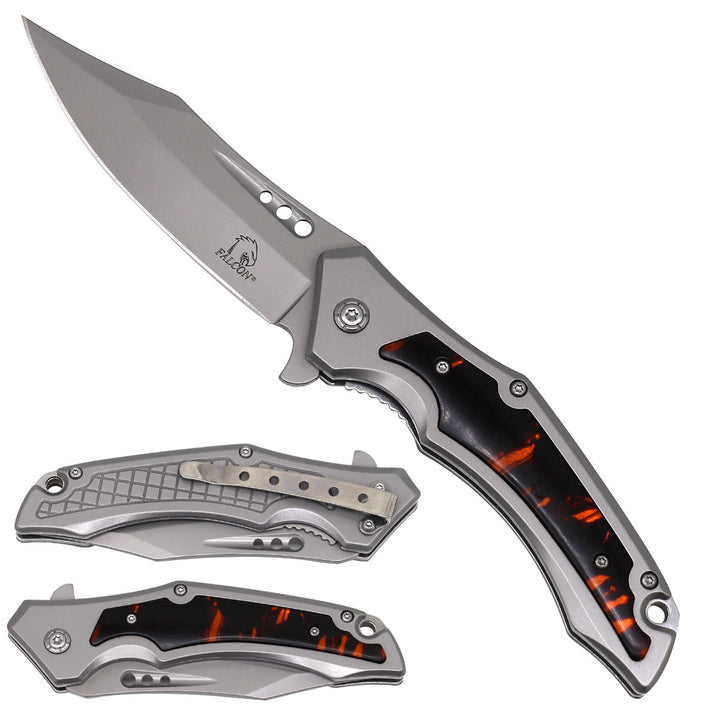 Falcon Black & Red on Chrome Handle Pocket Knife – Pacific Solution