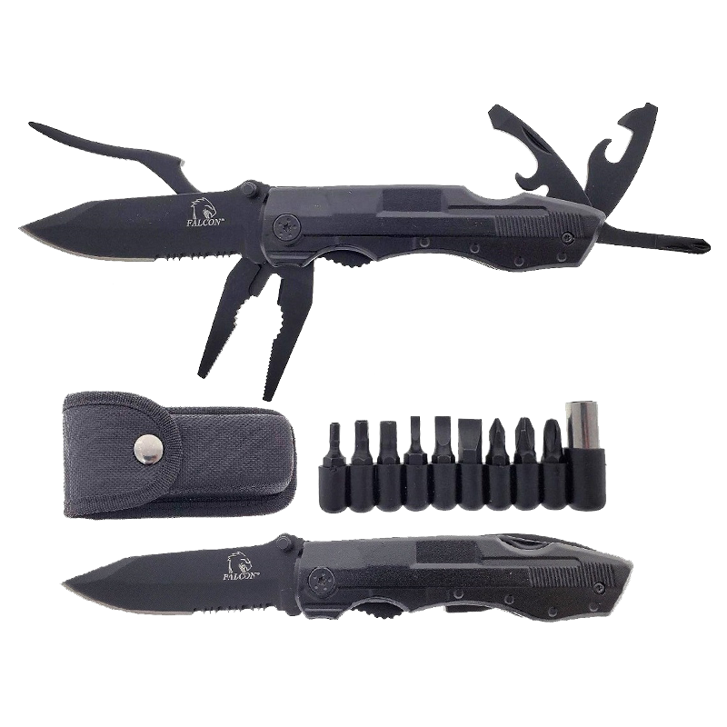 Falcon Professional Multi Tool Knife 14 Different Functions W/Black Sh ...
