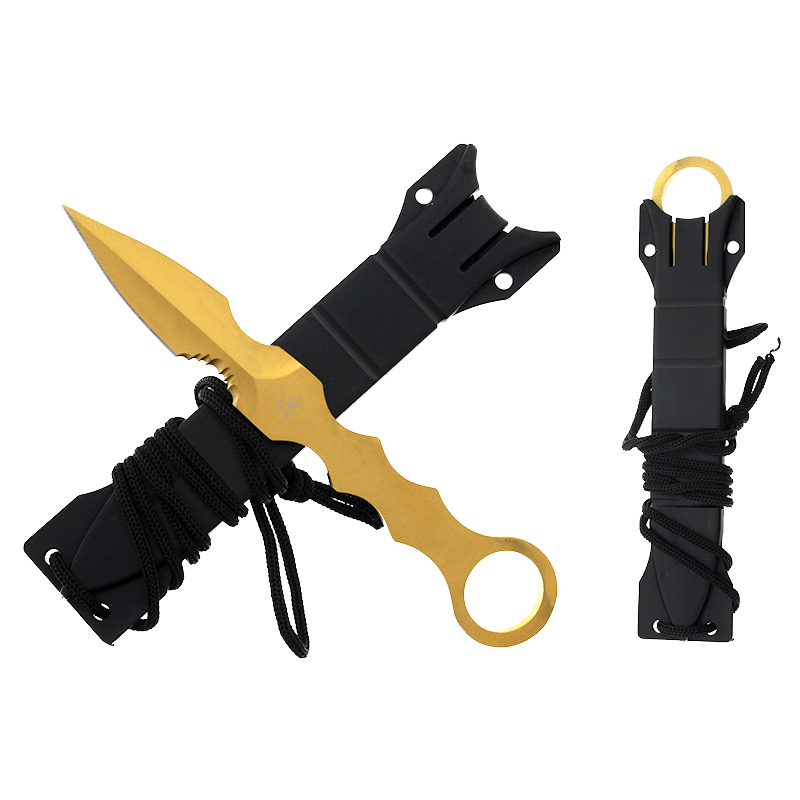 7 12 Overall. Gold Titanium Blade. Black ABS Sheath, FALCON – Pacific ...