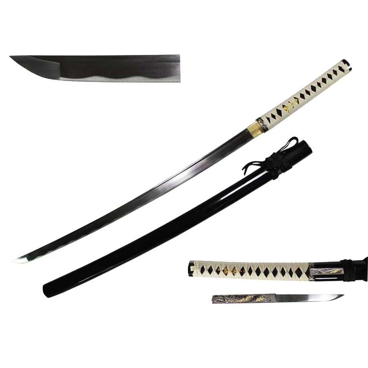 41 Hand Forge Samurai Sword, 1045 steel, Extra dagger, Blac, MUSHA ...